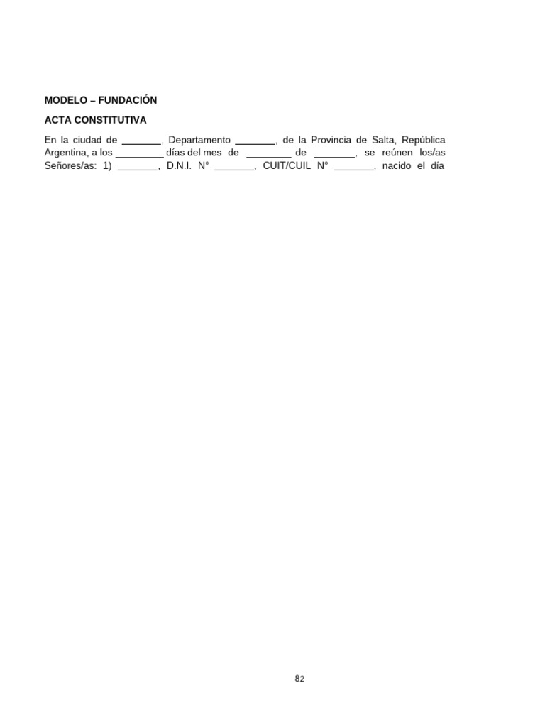 Modelo Fundación | PDF | Fundación (sin fines de lucro) | Sociedad de responsabilidad limitada