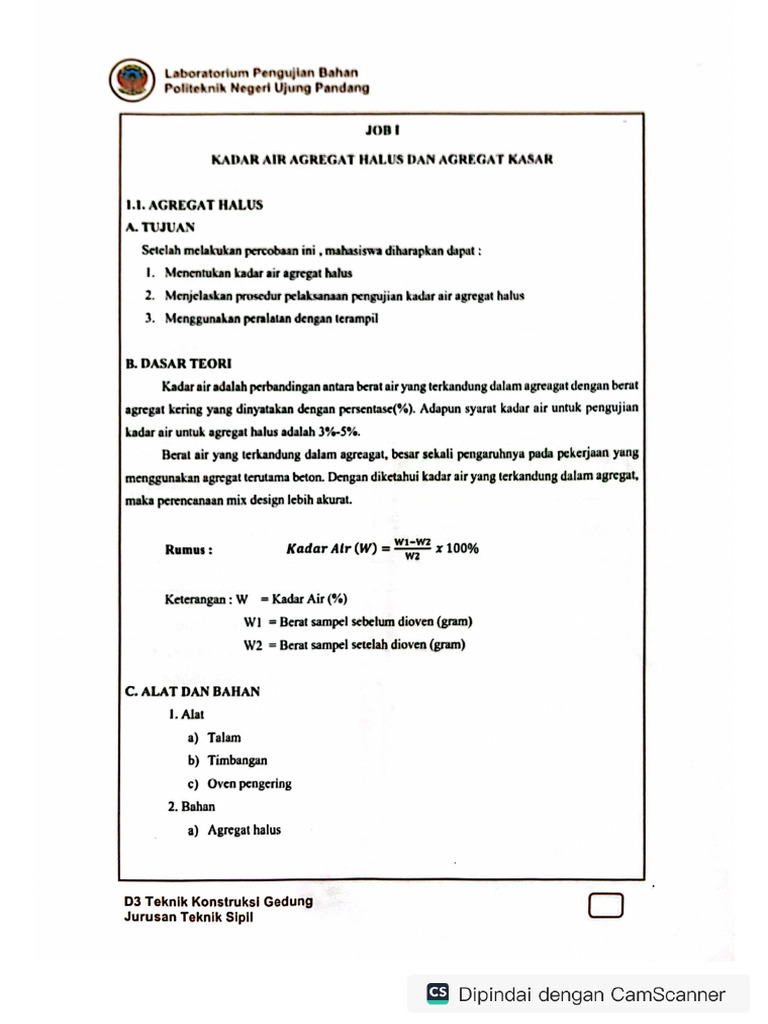 LAB Bahan Ageragat TKGA | PDF