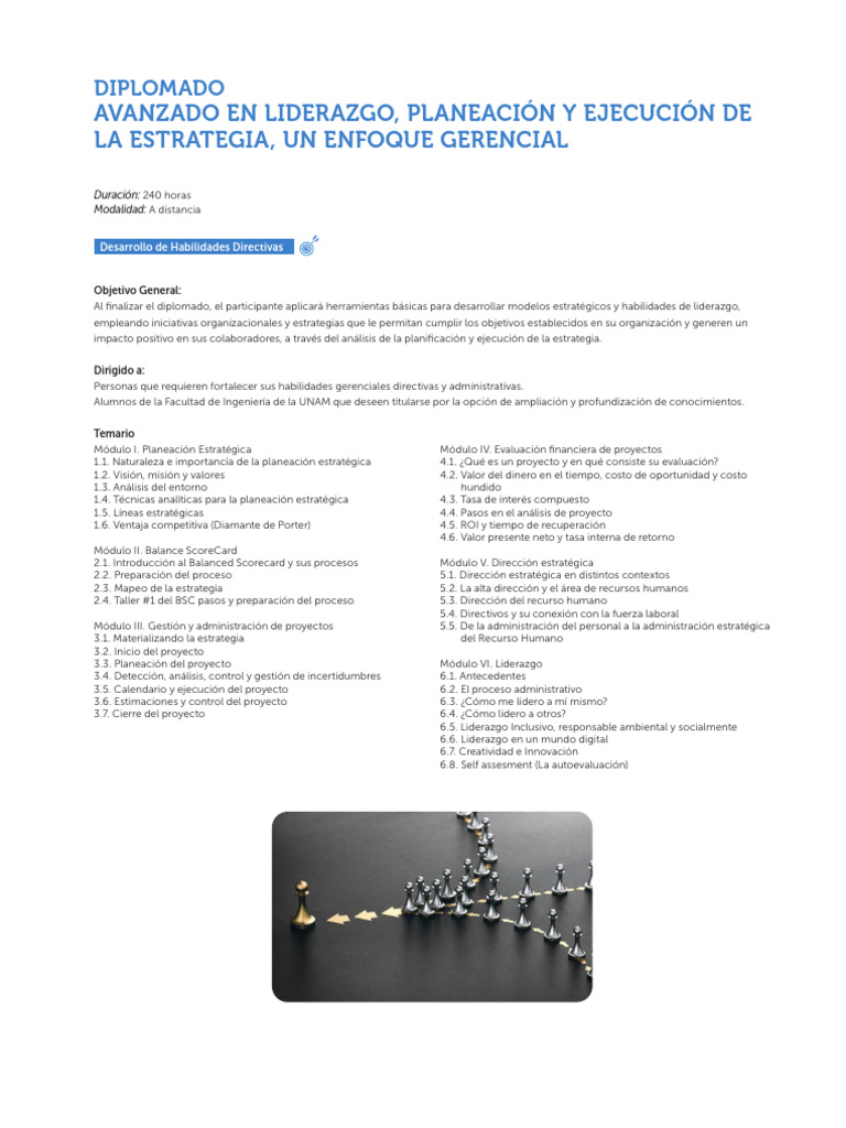 Diplomado Avanzado en Liderazgo Planeacion y Ejecucion de La Estrategia ...