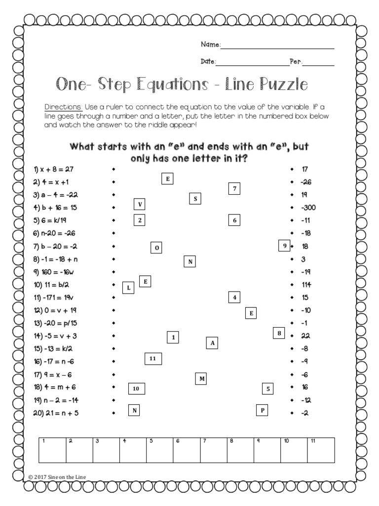 One-Step Equations Riddle Activity | PDF | Mathematical Objects ...