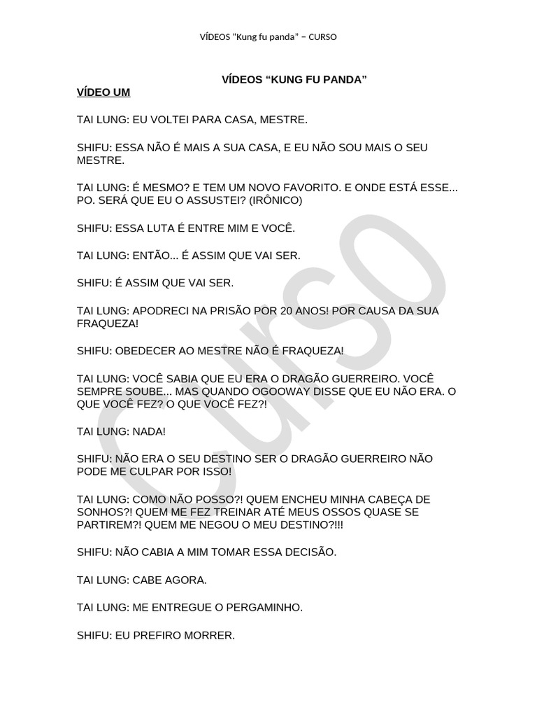 KUNG FU PANDA Script | PDF
