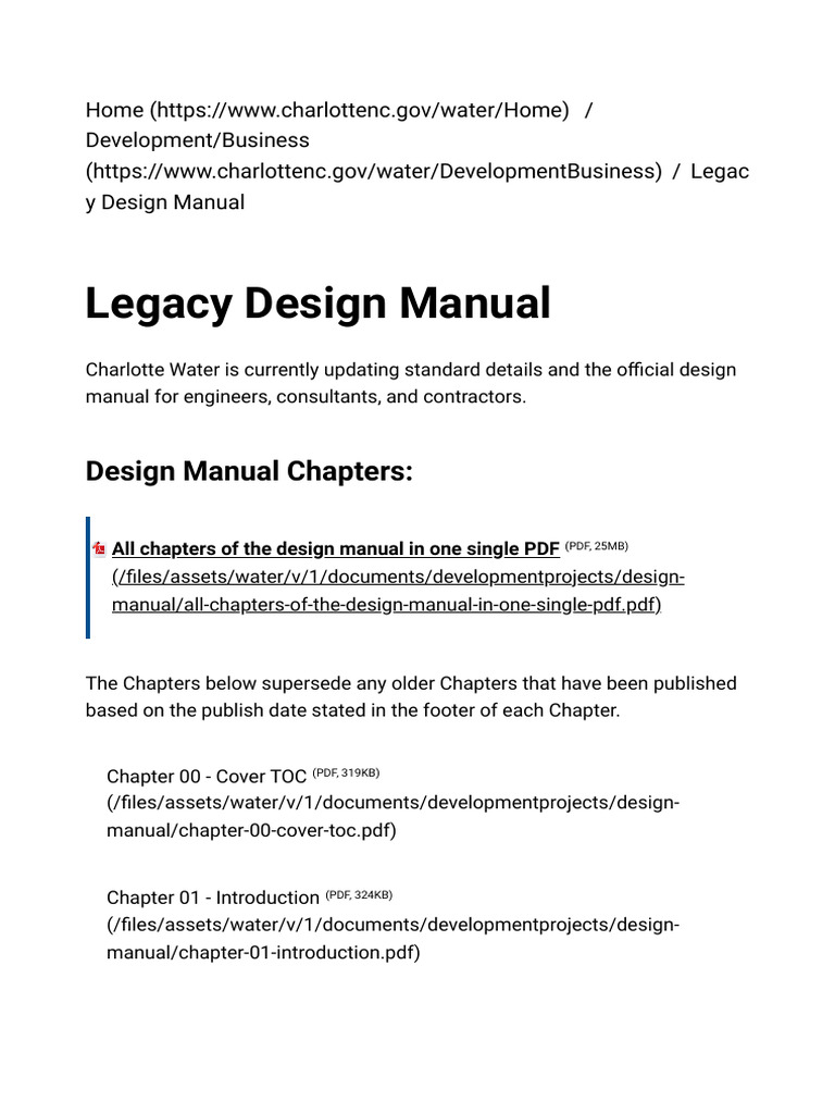 Charlotte Water Design Manual Update | PDF | Hydraulic Engineering ...