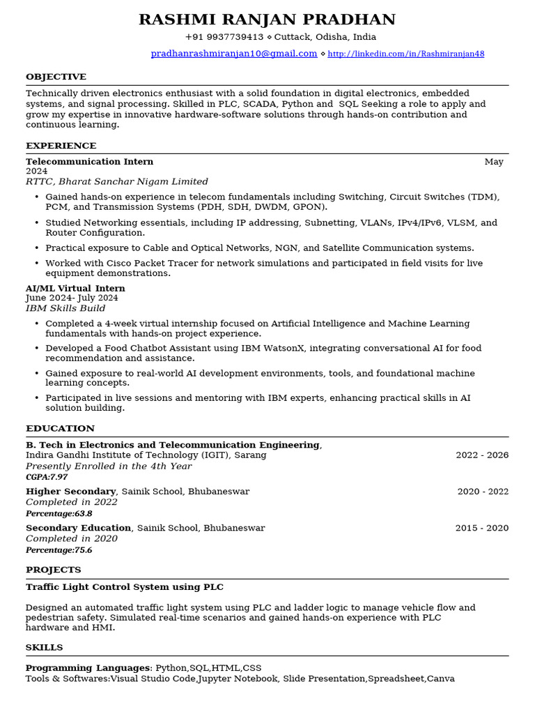 Resume - Srustika Mohapatra - Software Developer | PDF | Computer Network | Artificial Intelligence
