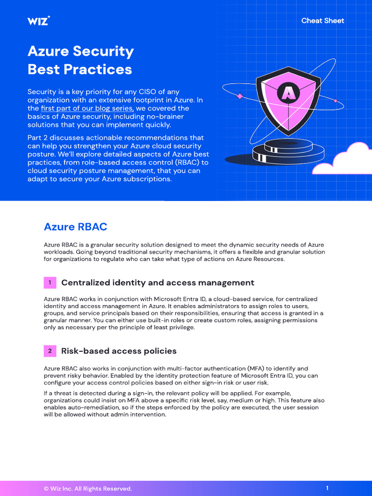 Azure Security Best Practices Cheat Sheet | PDF | Security | Computer ...