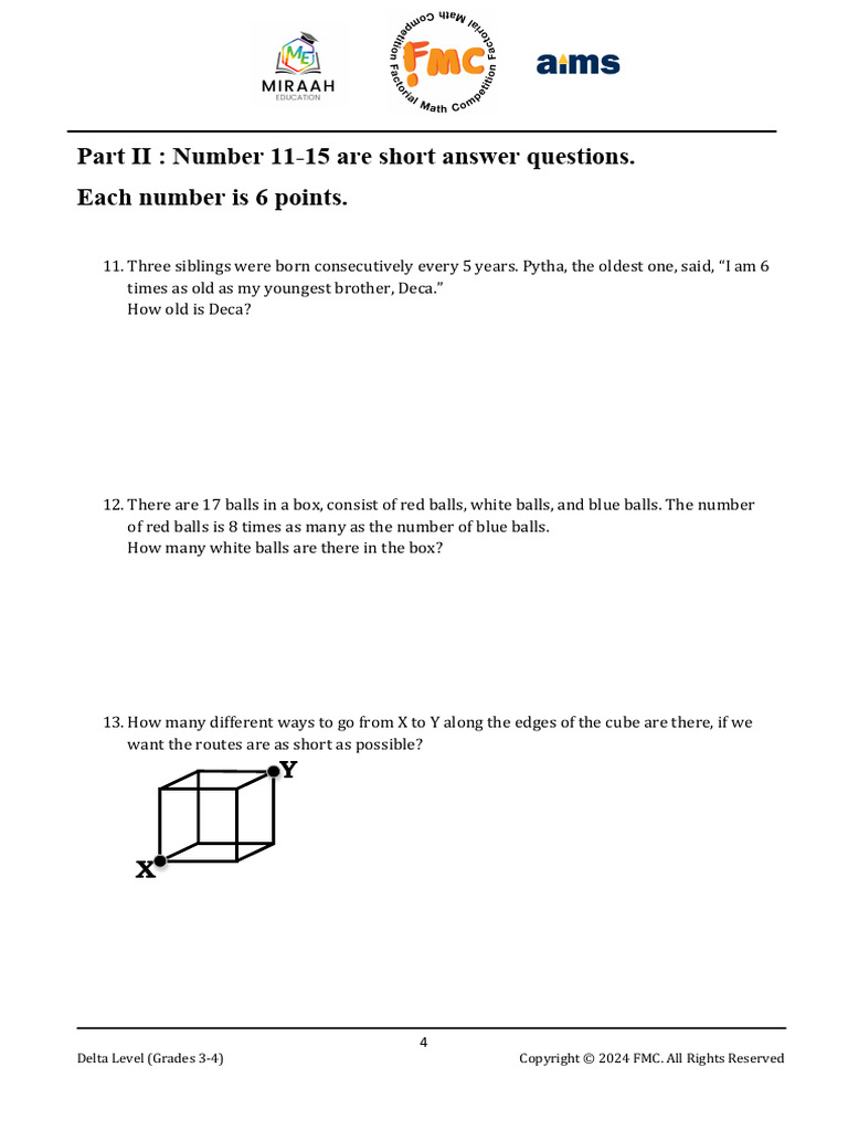 FMC Maths Challenge: Delta Level Problems | PDF