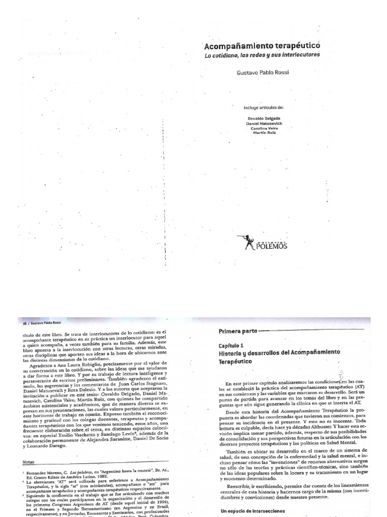 Rossi - Historia y Desarrollo Del Acompañamiento Terapéutico | PDF