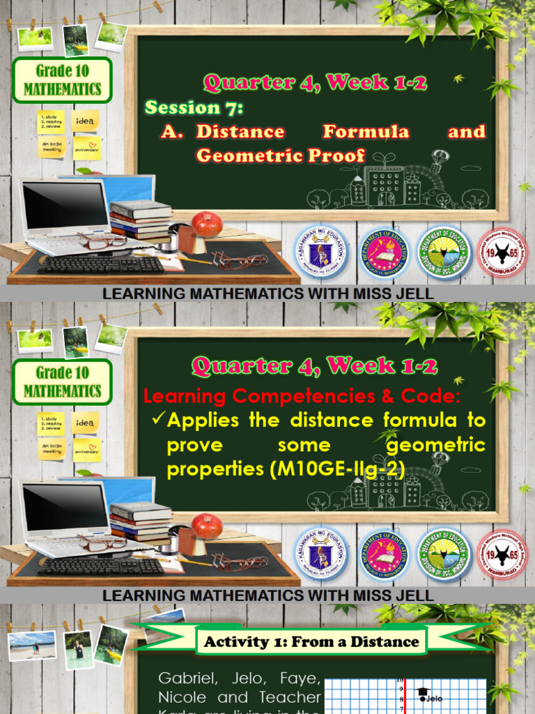 Mathematics 10-Distance Formula and oGe. | PDF | Geometric Shapes | Elementary Mathematics