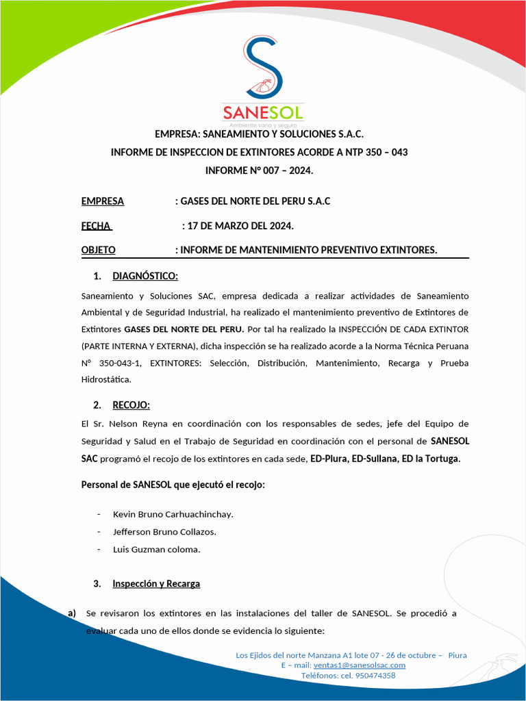 Informe 007 - Gases Del Norte Del Peru Ed Paita, Sullana y Tortuga | PDF