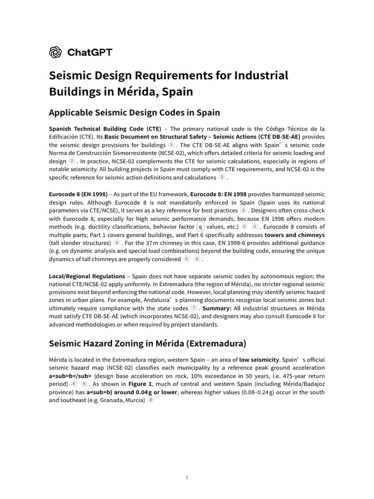 Seismic Design Requirements For Industrial Buildings in Mérida, Spain | PDF | Beam (Structure ...