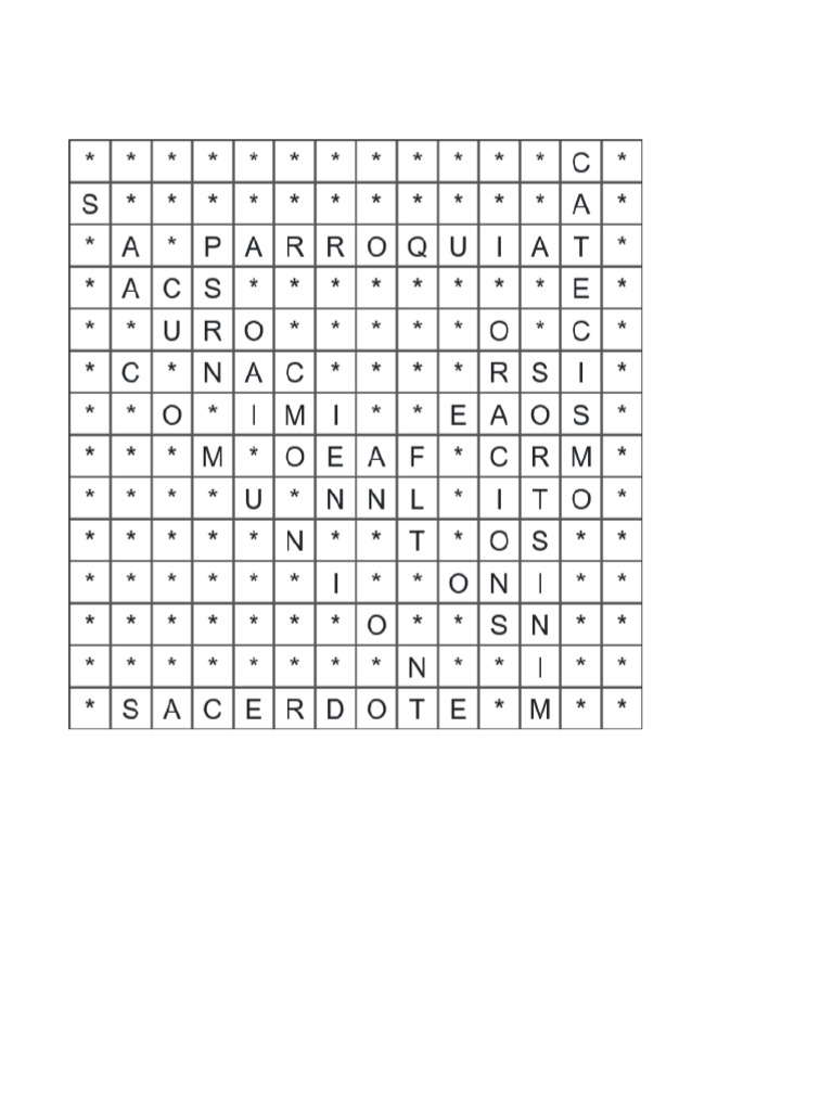 AZ - Sopa de Letras: Parroquia, Fe, Oracion, Sacramentos, Comunion ...