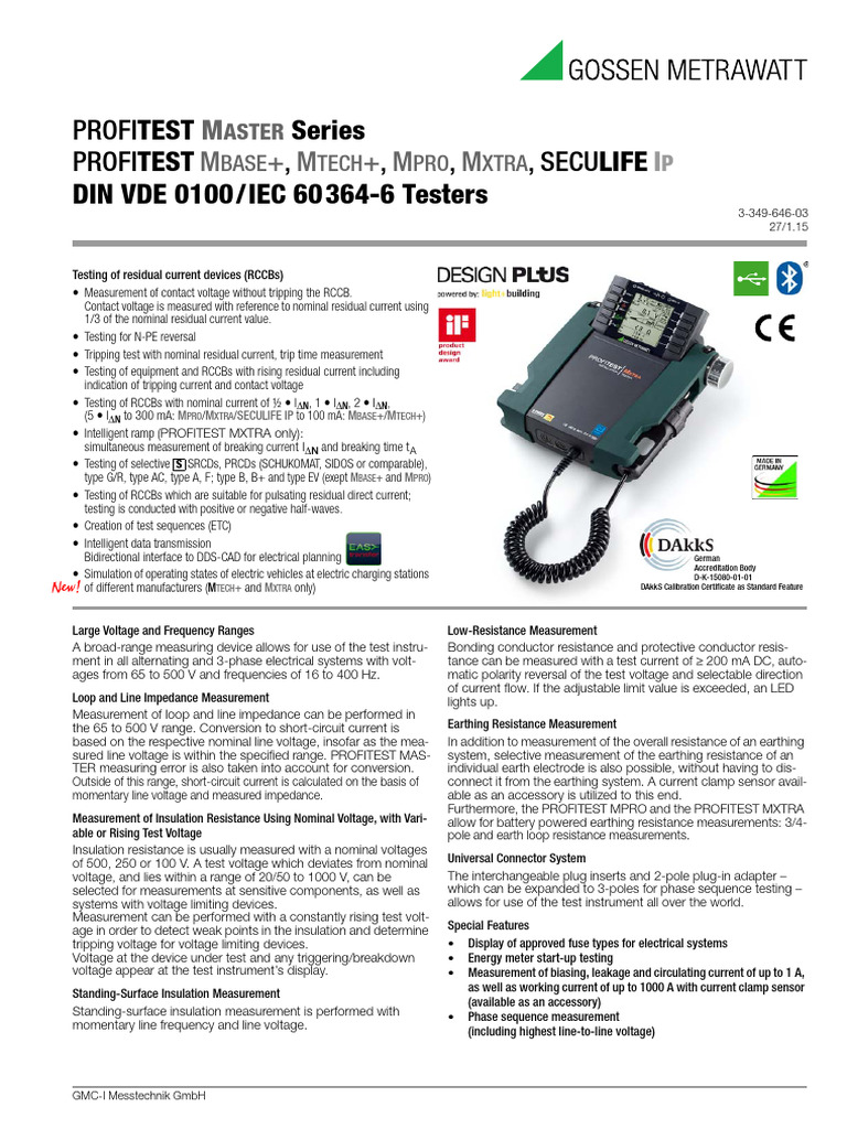 Prospekt Tester Elektricnih Instalacija PROFiTEST MASTER Serije-MBASE+ ...