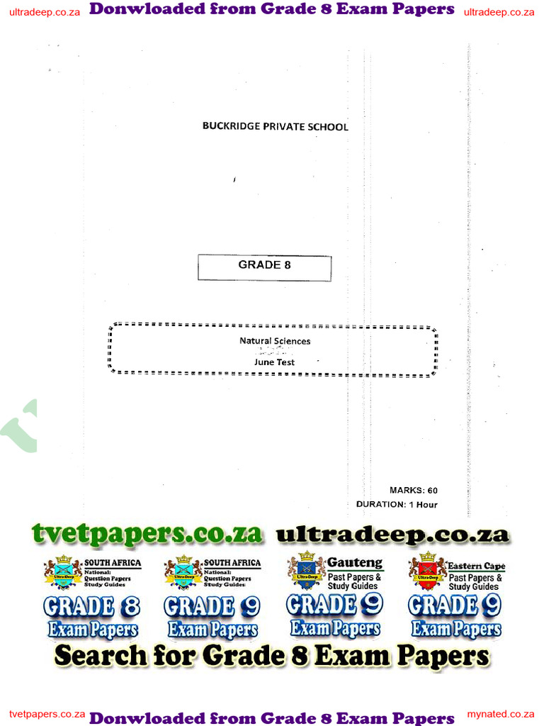 Grade 8 2024 June Exam Natural Sciences - Ultradeep - Co.za | PDF