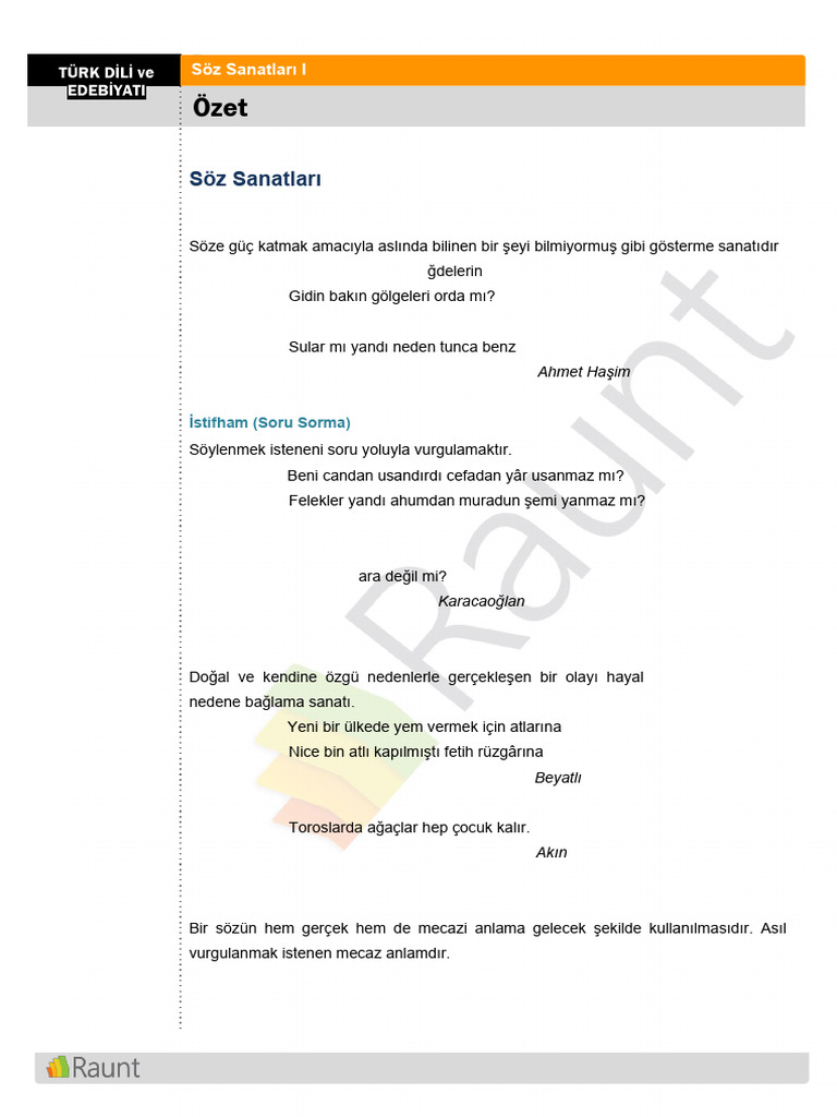 Soz Sanatlari - II - Ozet | PDF