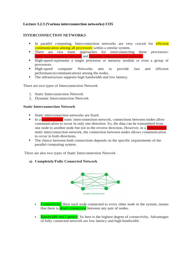 Lecture 3.2.3 (Various Interconnection Networks) | PDF | Computer Network | Network Topology