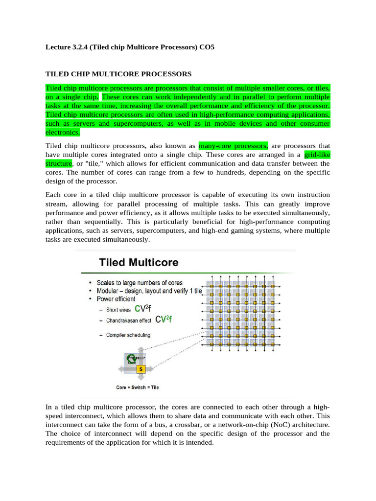 Lecture 3.2.4 (Tiled Chip Multicore Processors) | PDF | Multi Core Processor | Central ...