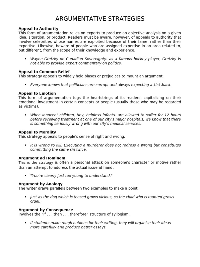 Argumentative Strategies | PDF | Argument | Analogy