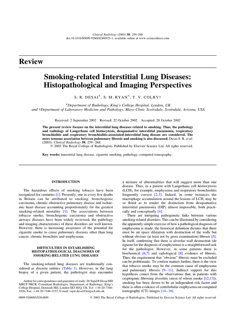 SR-ILD Imaging and Histopathological - Clinical Radiology (2003) | PDF ...