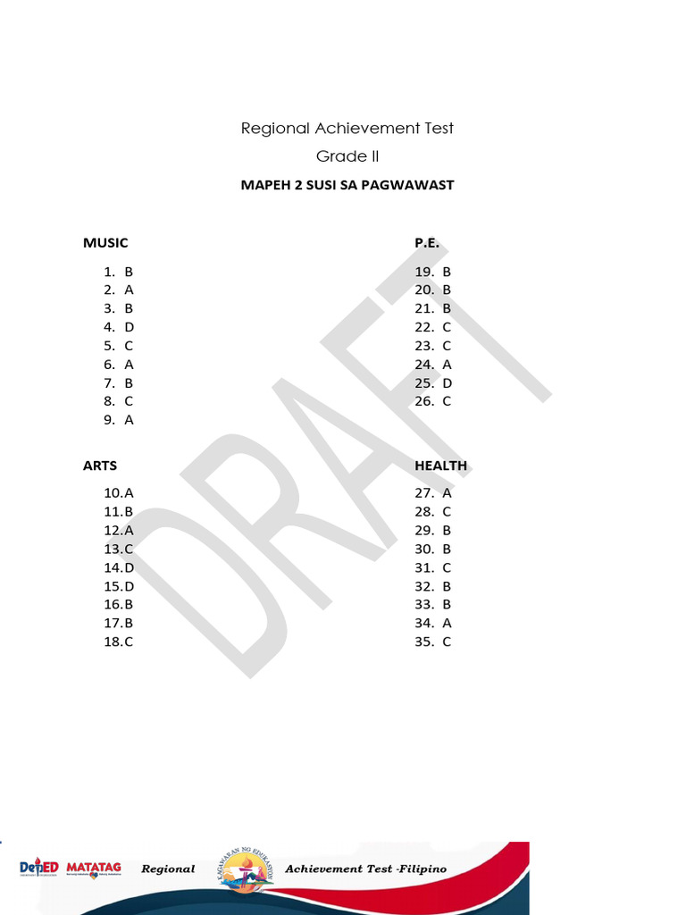 MAPEH 2 Key To Correction | PDF