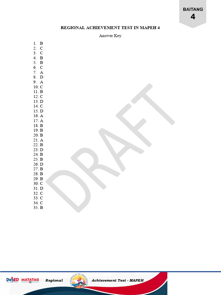 Rat Key To Correction Mapeh GR 4 | PDF