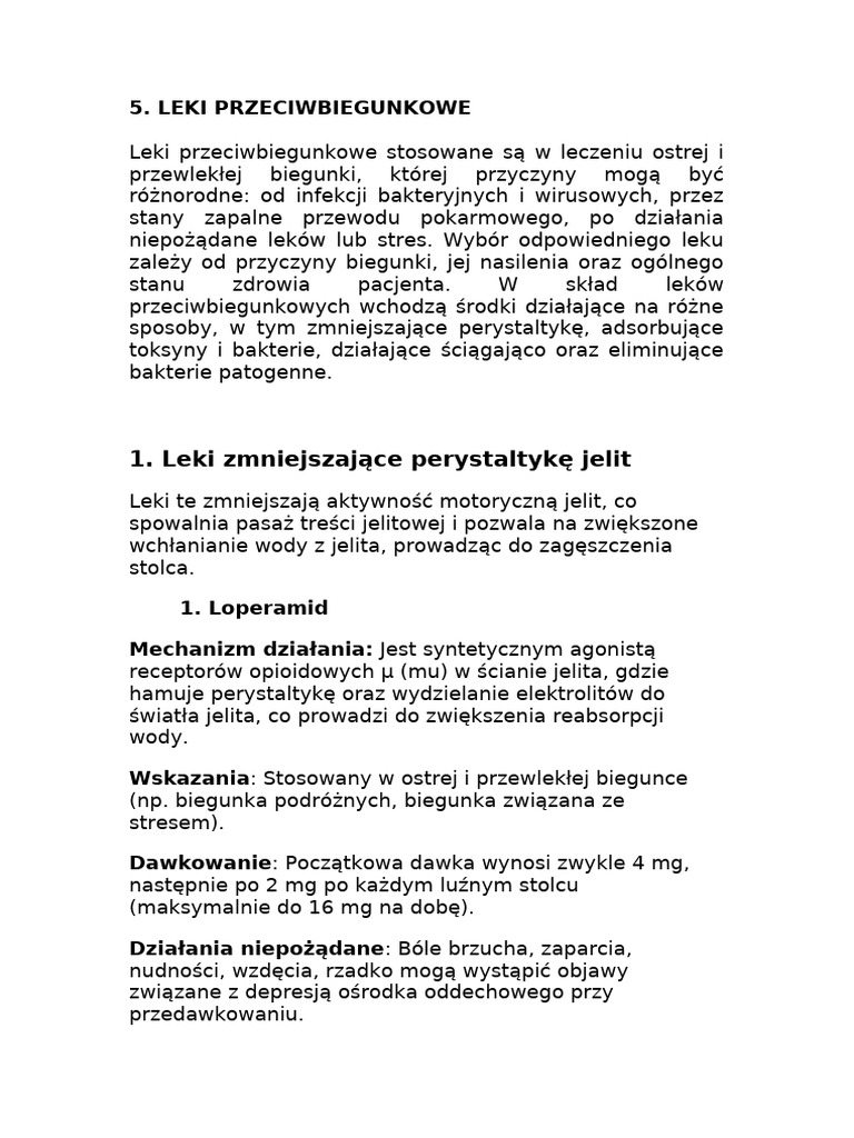 Leki Przeciwbiegunkowe | PDF