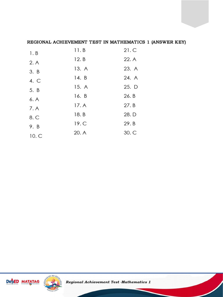 Math 1 Key To Correction | PDF