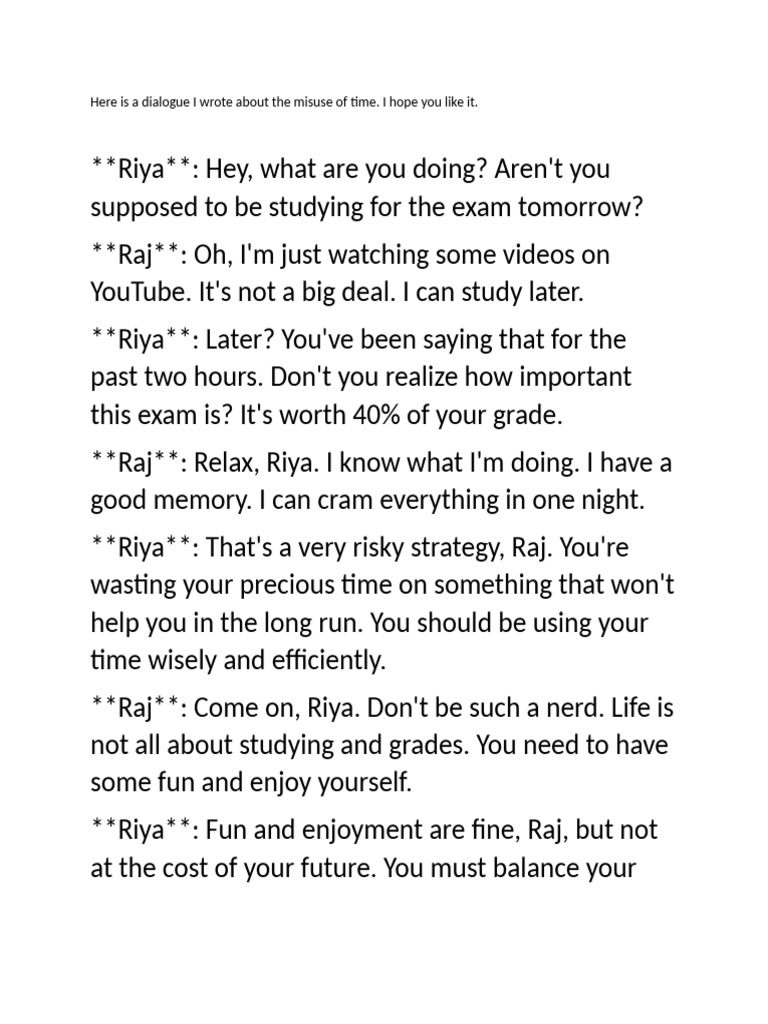 A Dialogue About The Misuse of Time | PDF