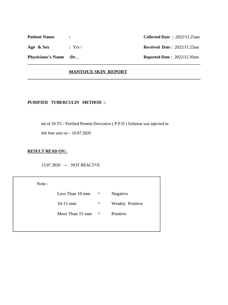 10 Mantoux Report | PDF