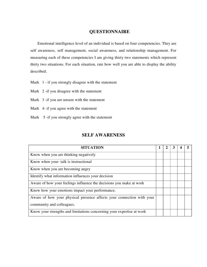 Questionnaire: Situation 1 2 3 4 5 | PDF | Anger | Self Awareness