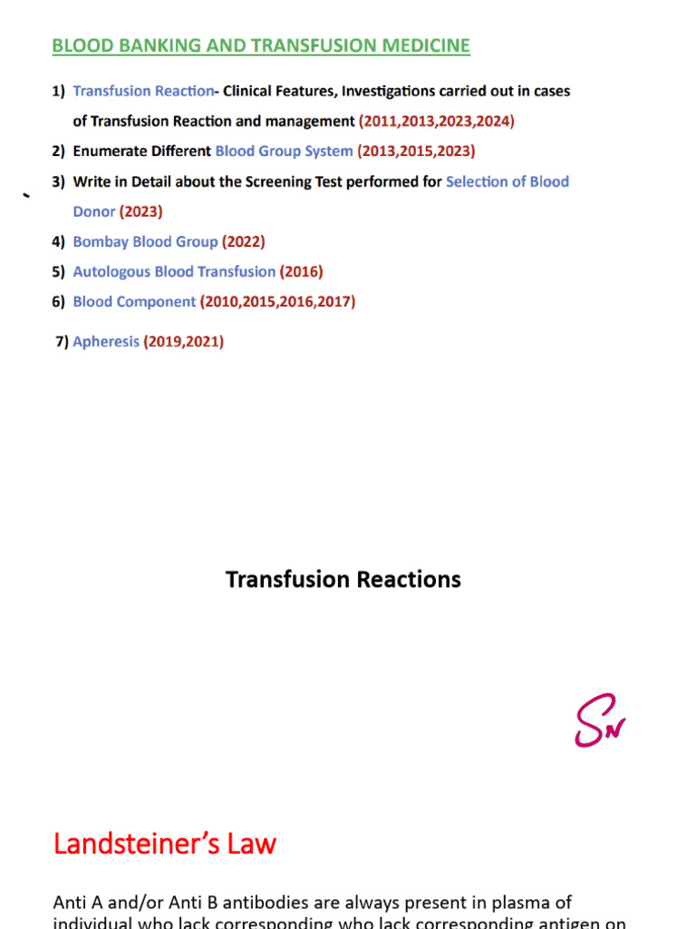 Transfusion Reaction - MBBS | PDF | Blood Type | Blood Transfusion