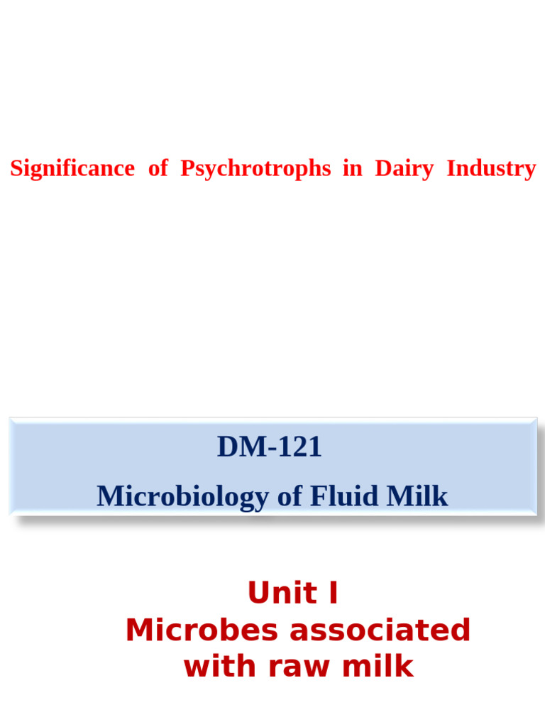Psychrotrophs in Dairy Industry | PDF | Milk | Pseudomonas