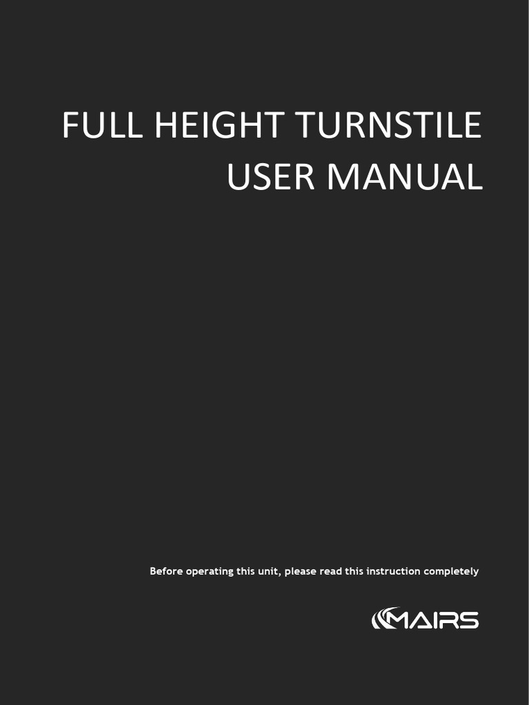 Full Height Turnstile Installation Guide | PDF | Access Control | Menu ...