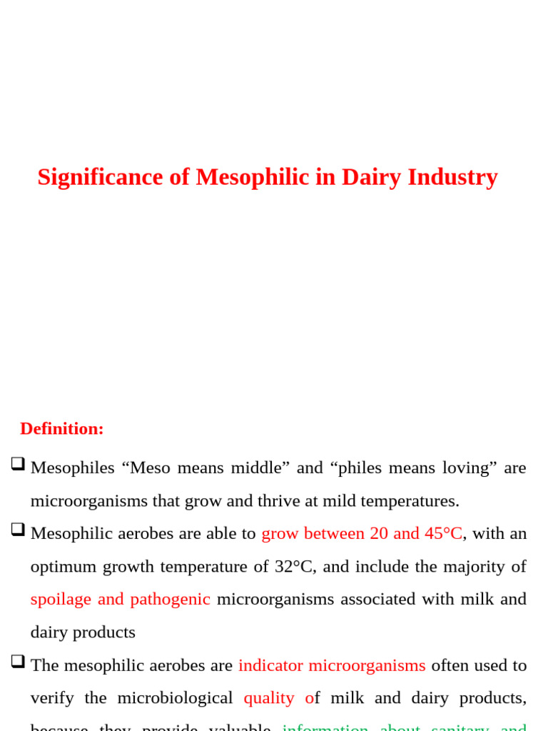 Significance of Mesophilic | PDF | Milk | Organisms