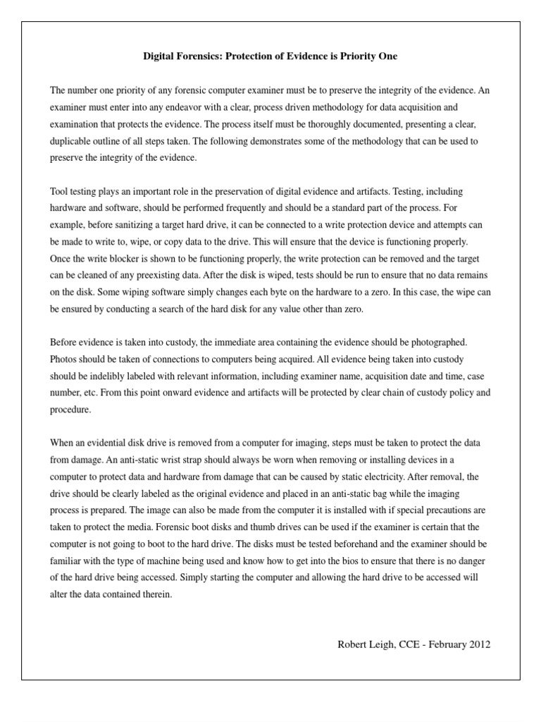 Digital Forensics - Evidence Preservation | PDF | Digital Forensics ...