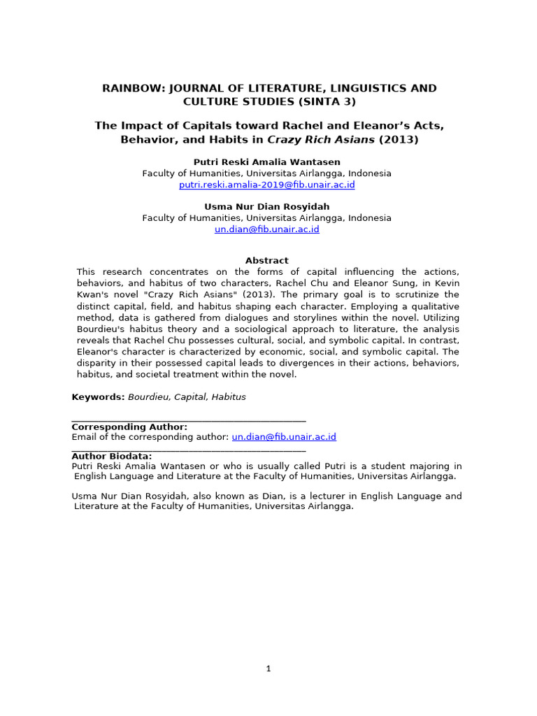 Artikel ISL - Putri Reski Amalia W | PDF | Sociology | Capital (Economics)