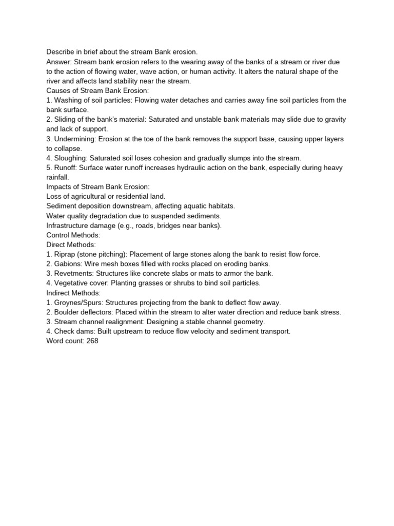 Describe in Brief About The Stream Bank Erosion | PDF