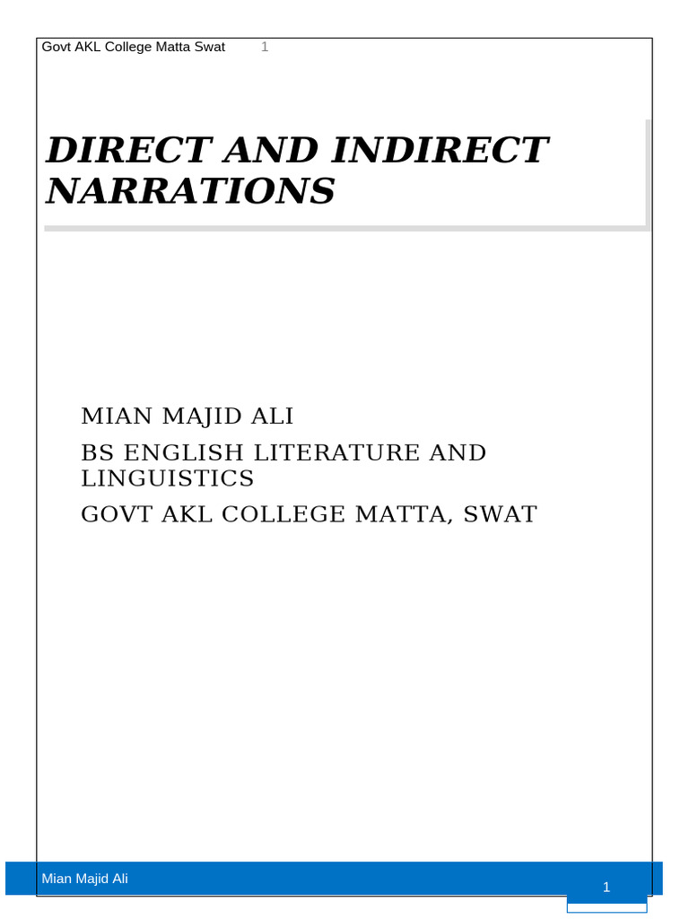 Direct and Indirect by Majid | PDF | Verb | Grammatical Tense
