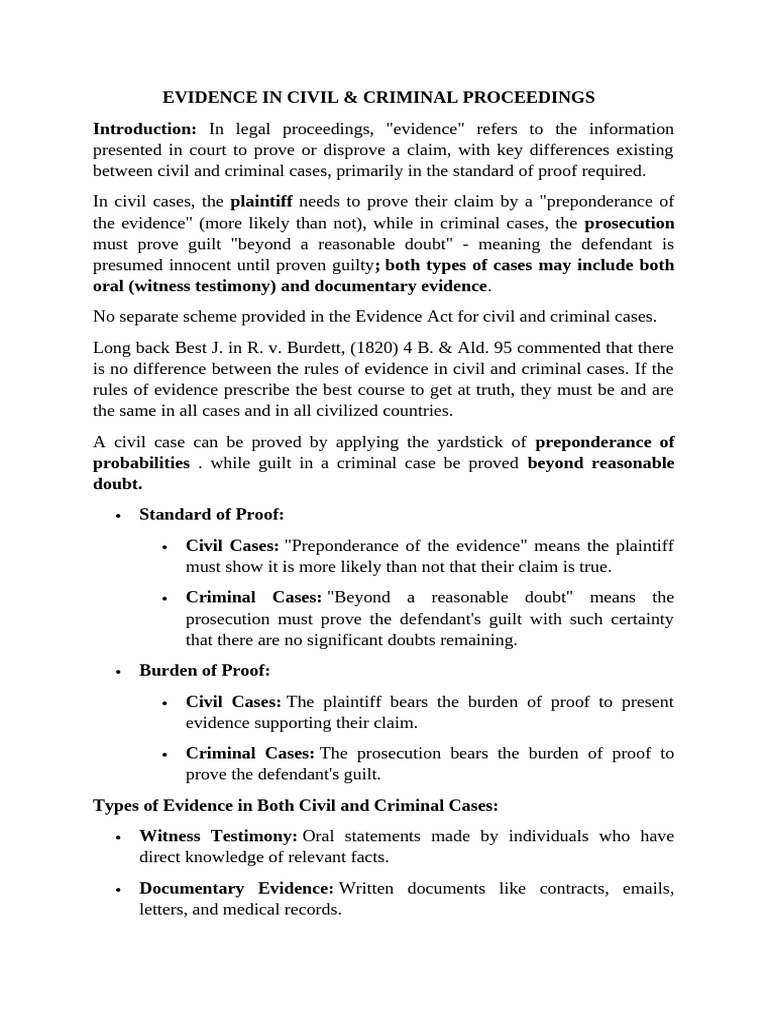 Evidence in Civil & Crl. Proceedings | PDF | Burden Of Proof (Law ...