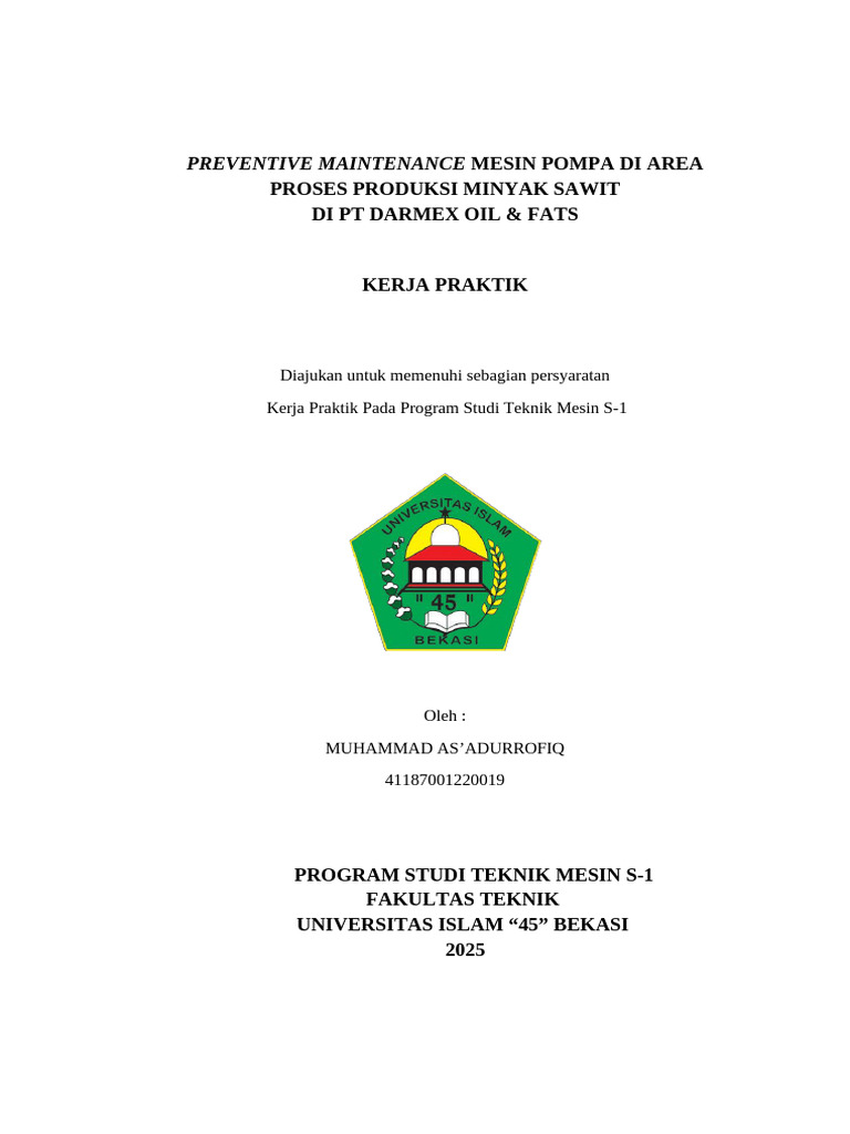 Pemeliharaan Pompa di Darmex Oil | PDF