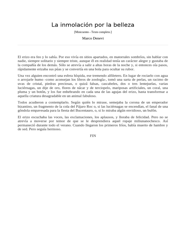 La Inmolación Por La Belleza | PDF