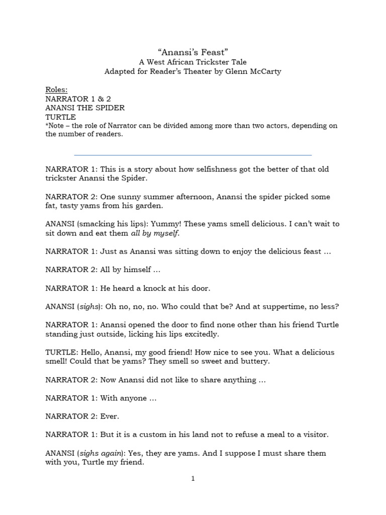 Anansi and Turtle Script | PDF | Anansi