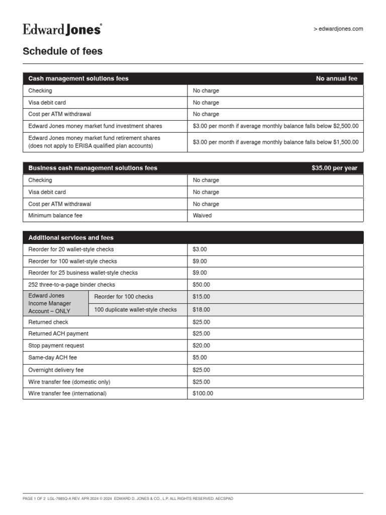 Brokerage Schedule of Fees | PDF | Cheque | Fee