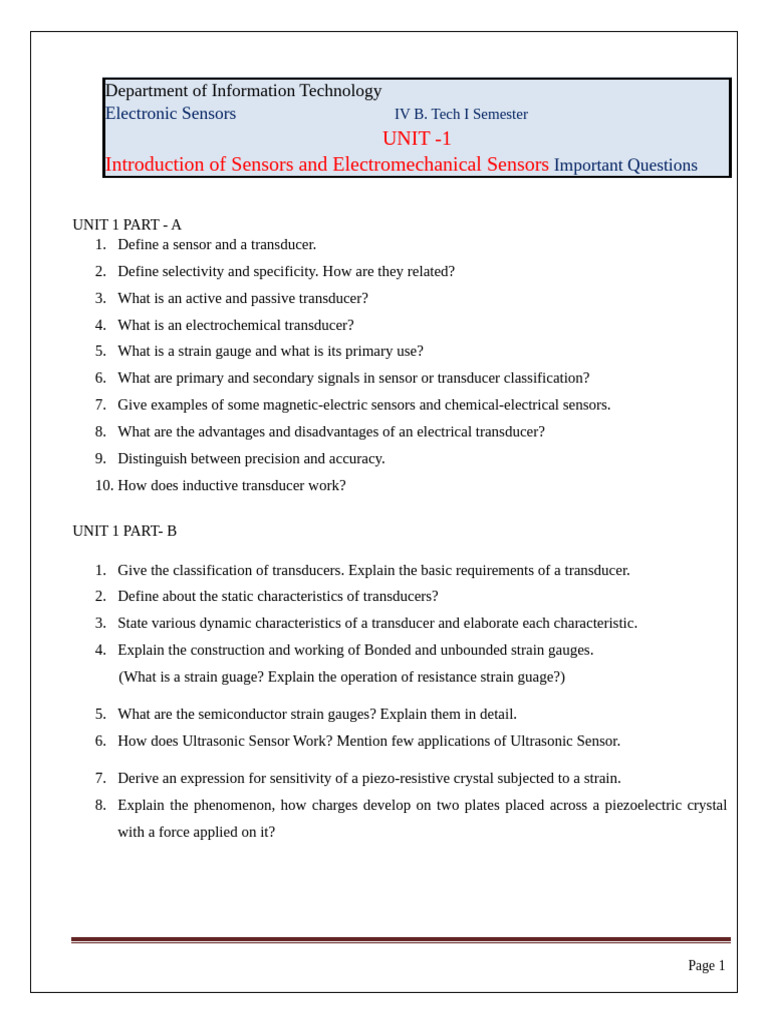 Key Concepts in Electronic Sensors | PDF | Sensor | Thermometer