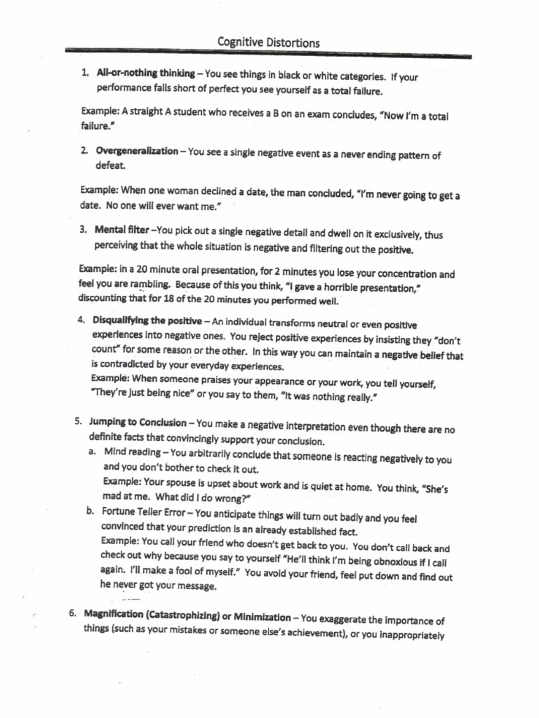 Cognitive Distortions | PDF