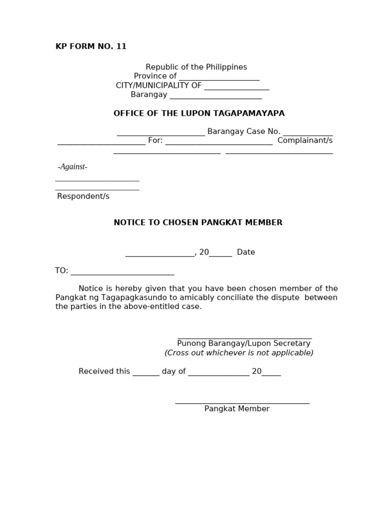 KP Form 11 | PDF