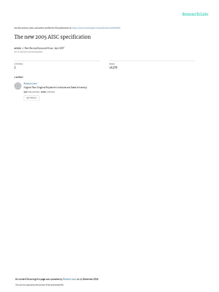 The New 2005 AISC Specification | PDF | Strength Of Materials | Bending