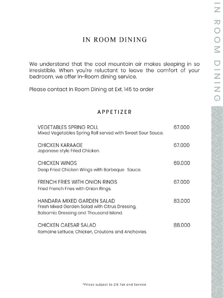 In Room Dining 202206 | PDF