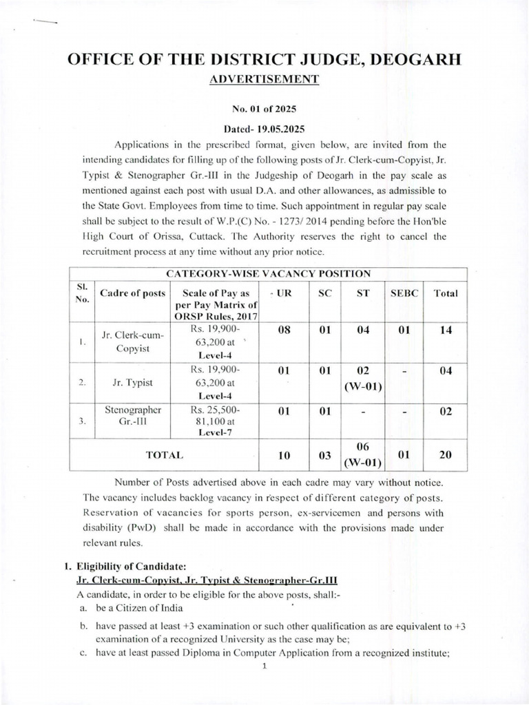 Deogarh Court Recruitment | PDF | Shorthand