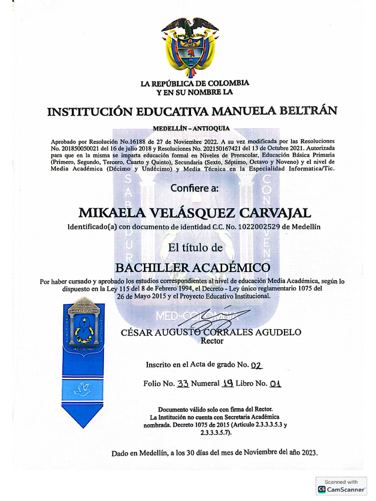 Diploma Bachiller | PDF