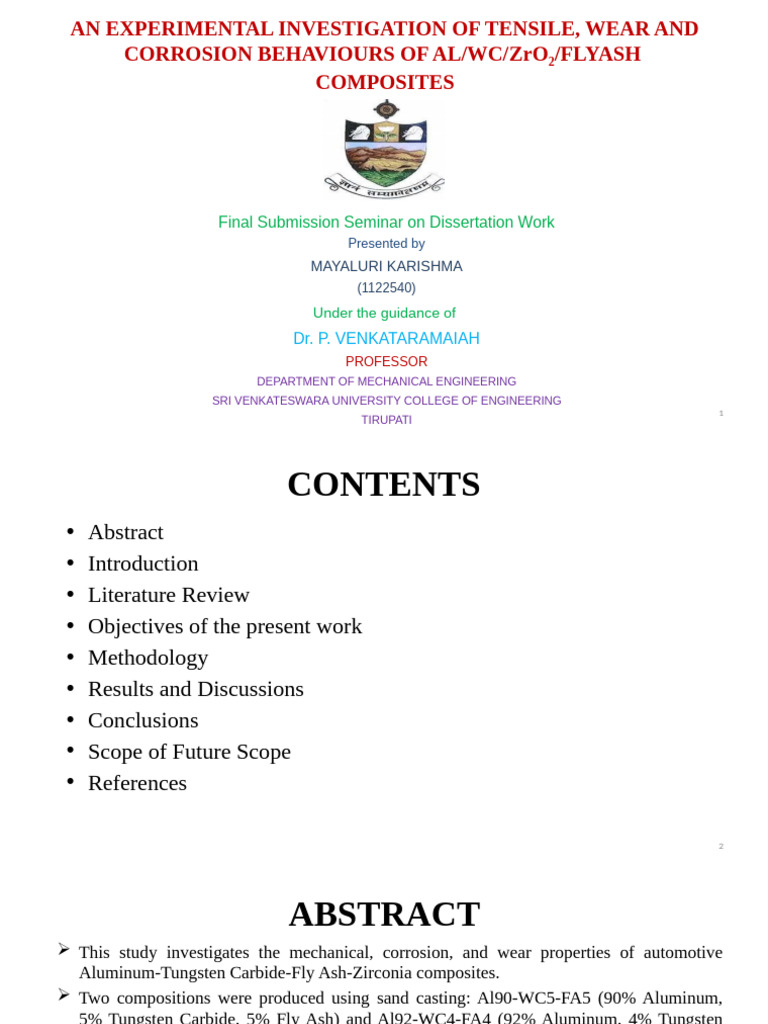 Major Project PPT Final Dissertation | PDF | Composite Material | Corrosion