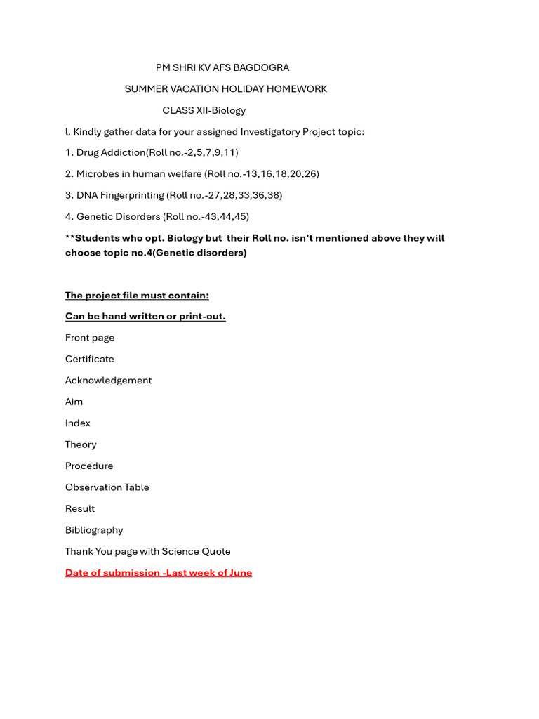 Project Work Xii KV Afs Bagdogra | PDF